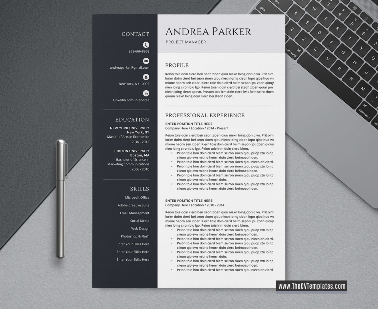 Simple CV Template for MS Word, Professional CV Template, Modern CV ...