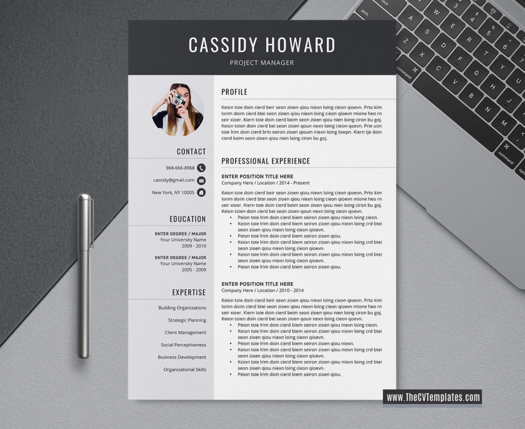 Modern Resume Template, Professional Resume Template for Microsoft Word ...