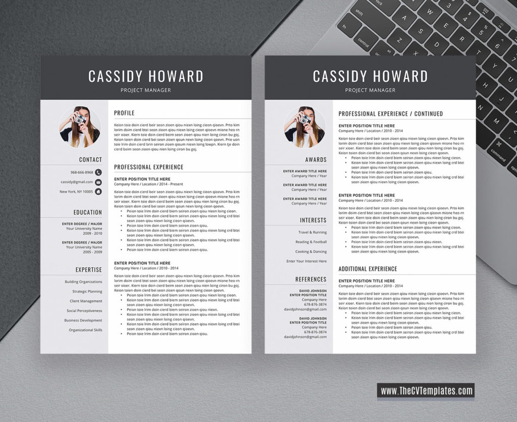 Modern Resume Template, Professional Resume Template for Microsoft Word ...