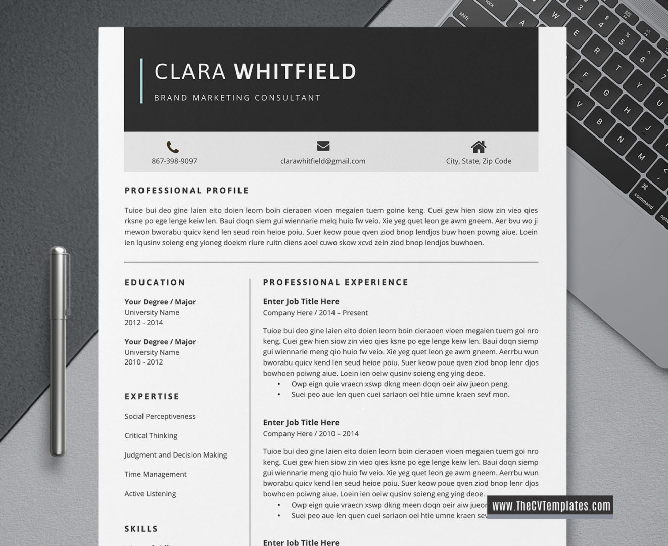 For Mac Pages – Creative Resume Template for Job Application ...