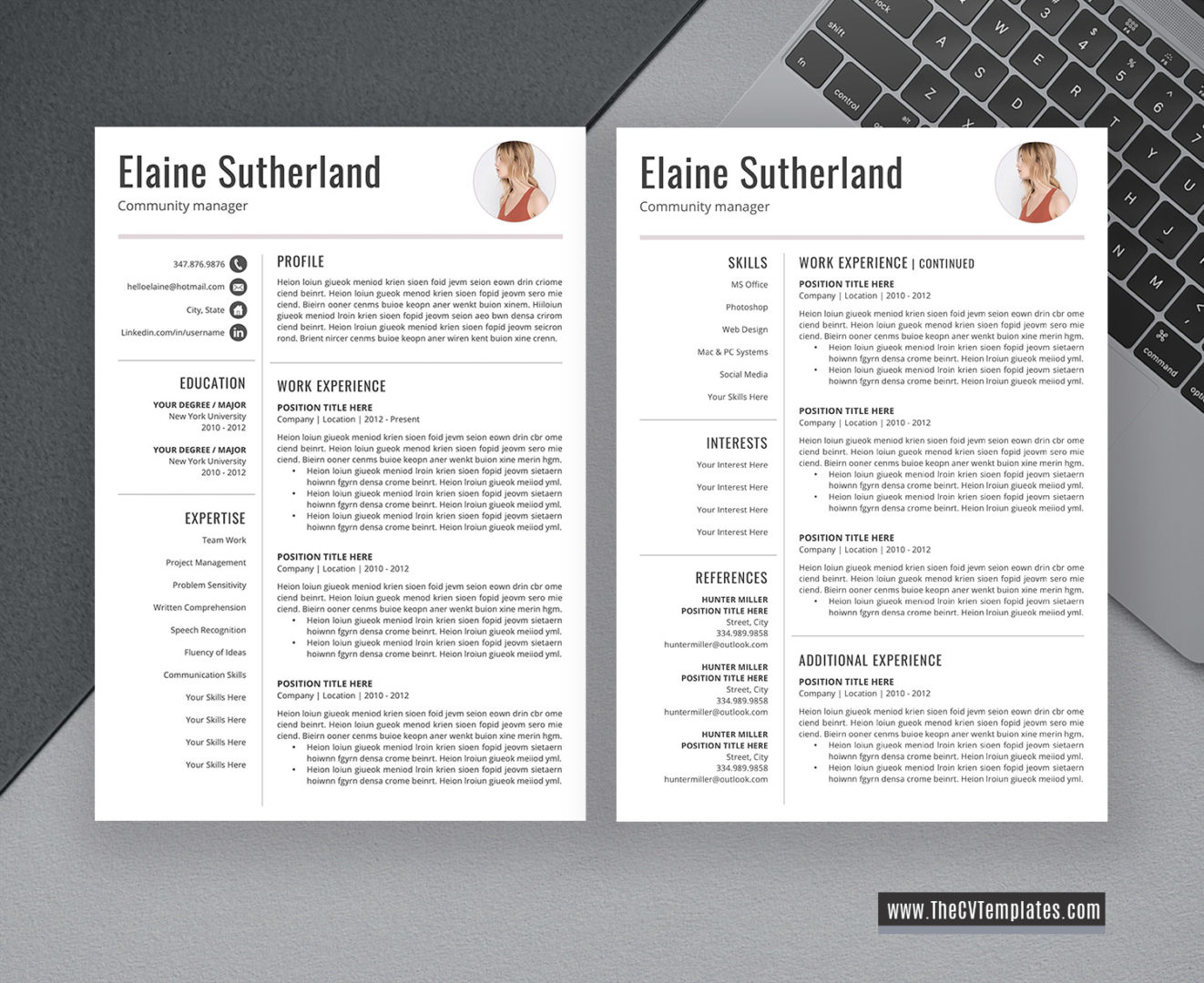 Modern CV Template, Resume Template for MS Word, Professional CV ...