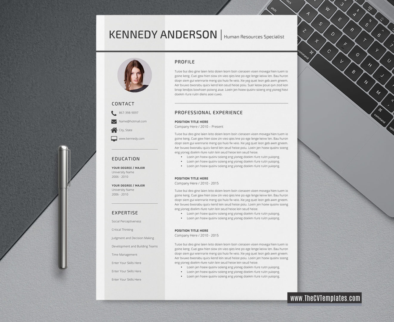 CV Template, Modern CV Template for MS Word, Professional Resume Design ...