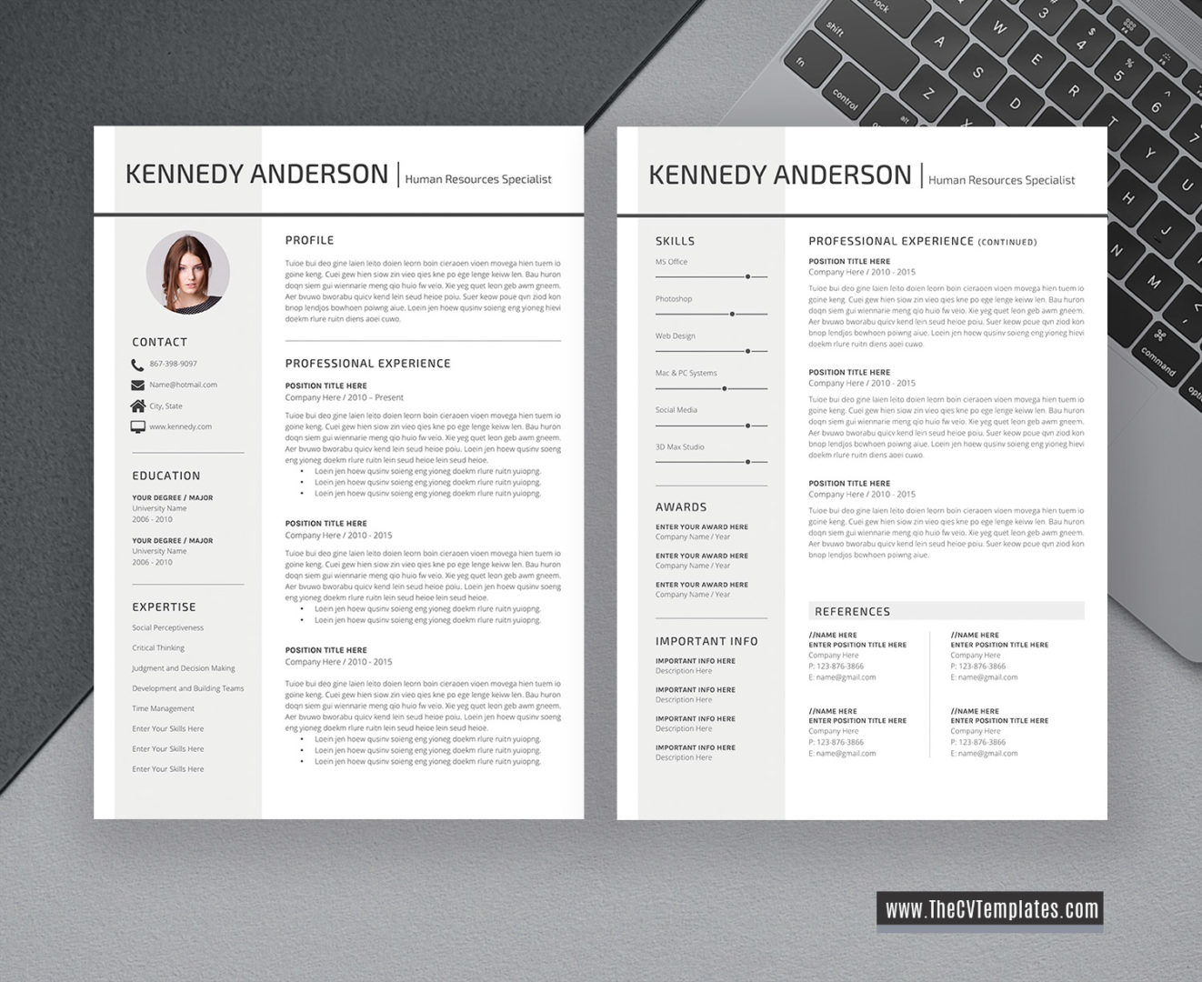 CV Template, Modern CV Template for MS Word, Professional Resume Design ...