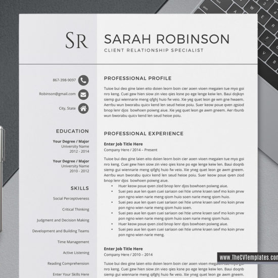 Fully Editable Modern CV Template for Job Application, Cover Letter ...