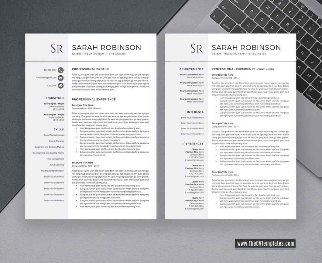 Simple CV Template for MS Word, Professional Resume Template, Modern CV ...