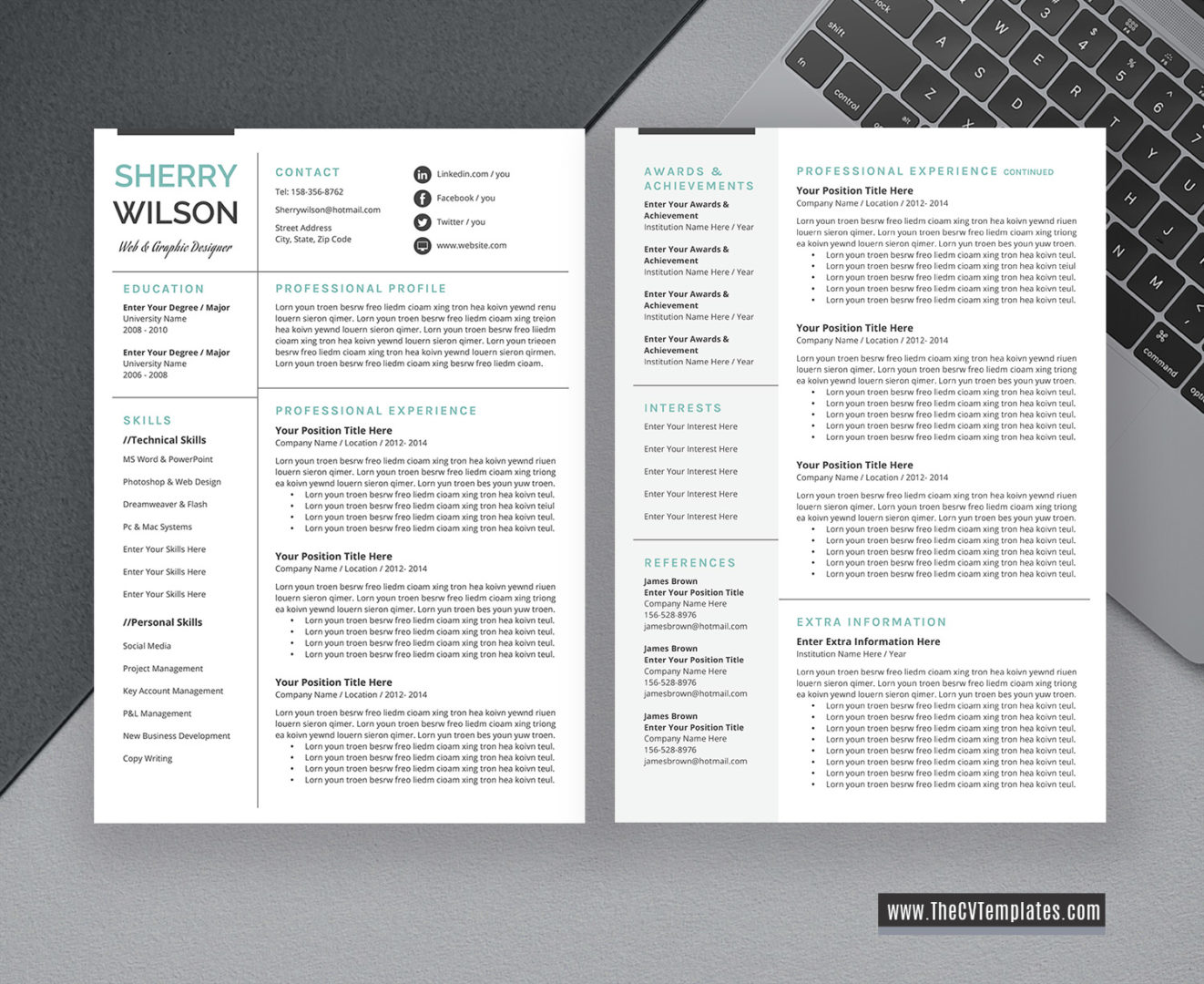 Student CV Template for MS Word, Professional Resume Template, Cover ...