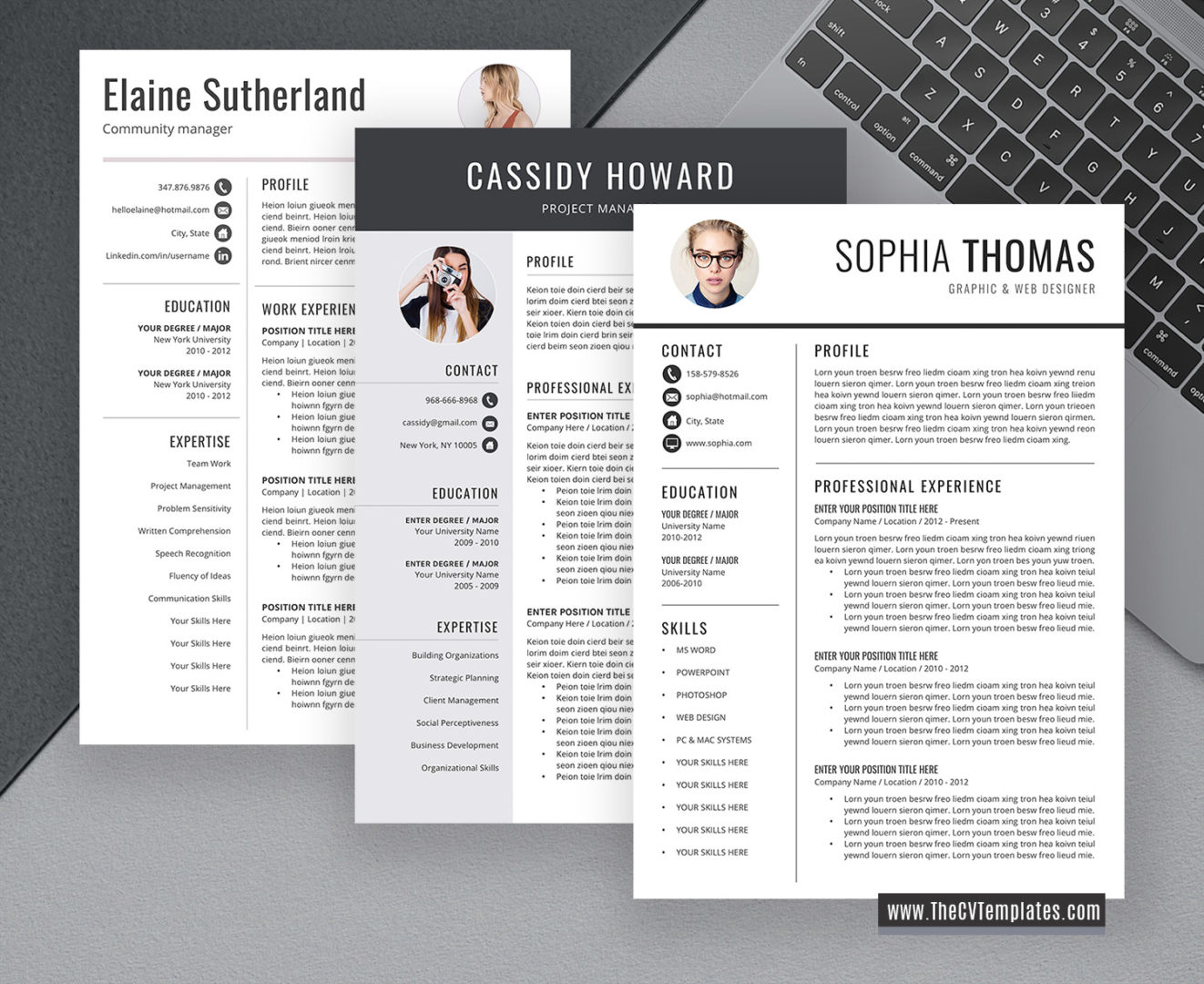 3 IN 1 CV BUNDLE, Simple CV Templates for MS Word, Professional and ...