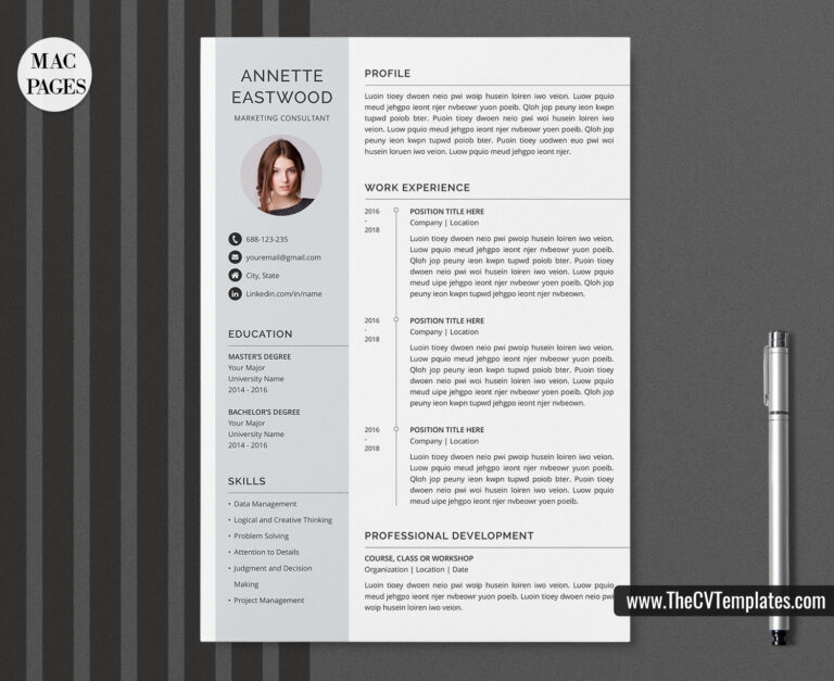 For Mac Pages – Modern CV Template, Curriculum Vitae, Cover Letter ...