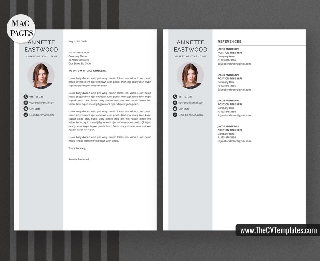 For Mac Pages – Modern CV Template, Curriculum Vitae, Cover Letter ...