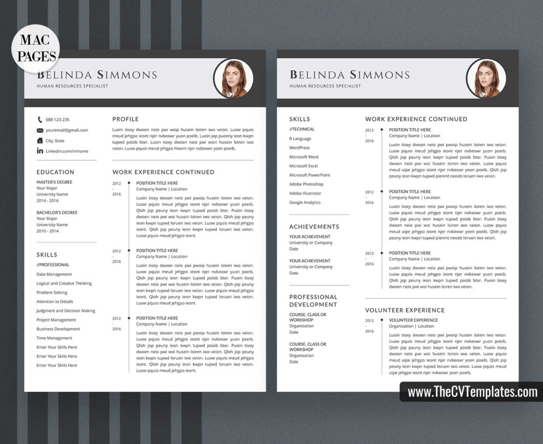 For Mac Pages – Modern CV Template for Job Application, Curriculum ...
