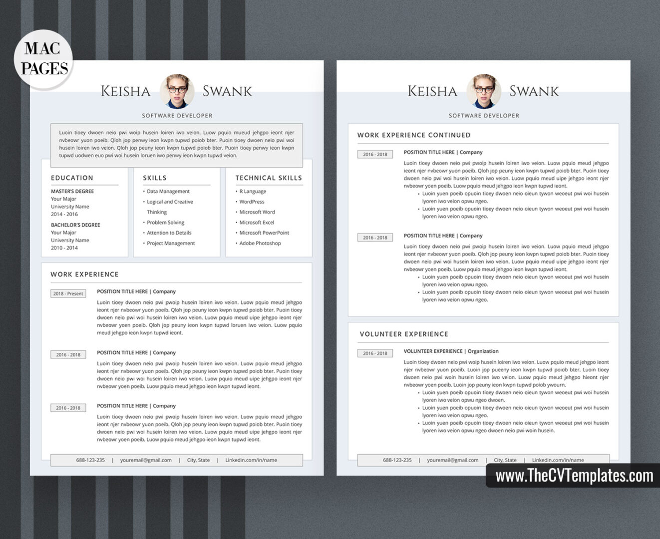 For Mac Pages – Creative Resume Template for Job Application, Modern CV ...