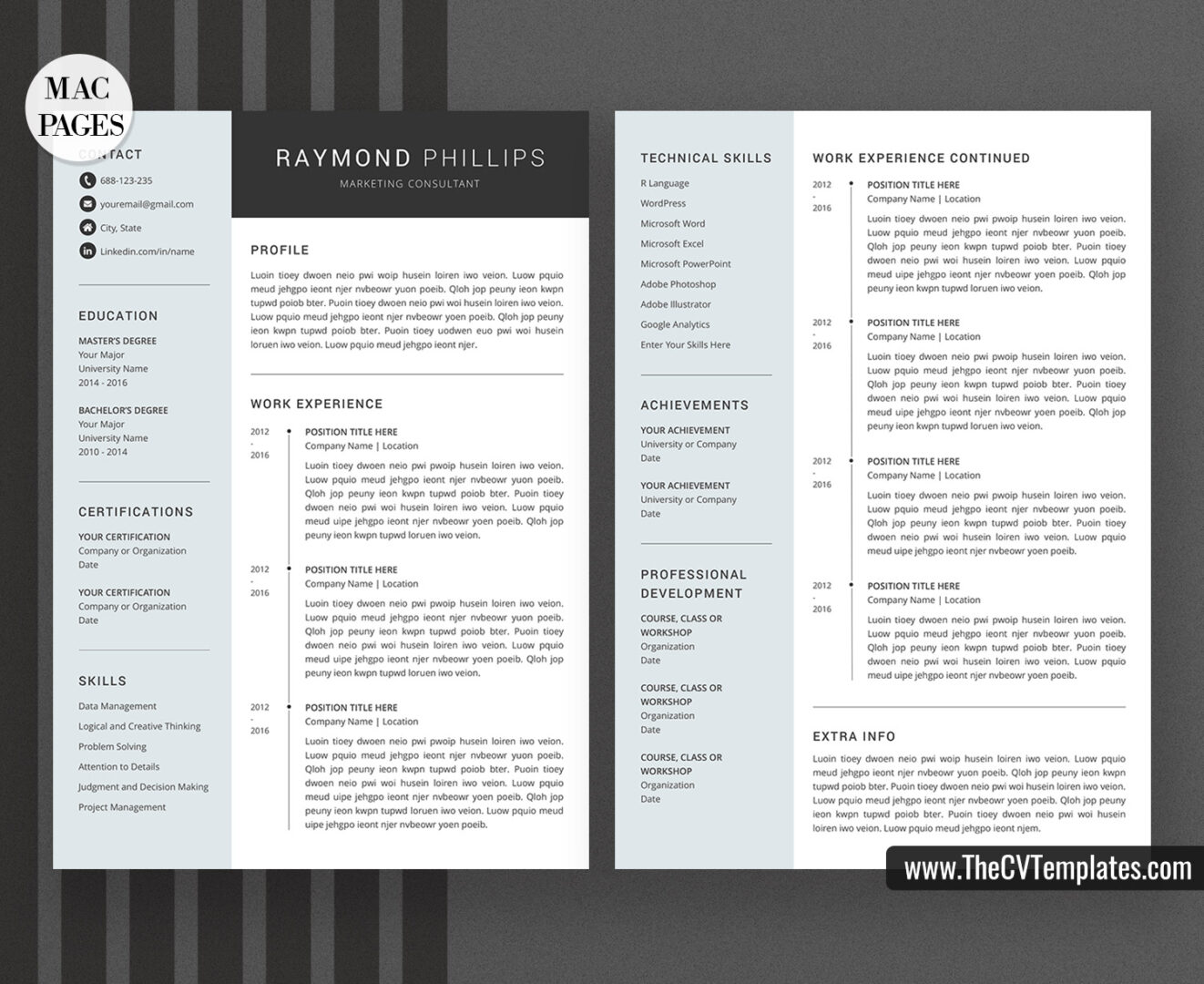 For Mac Pages – Professional CV Template, Simple Resume Format ...