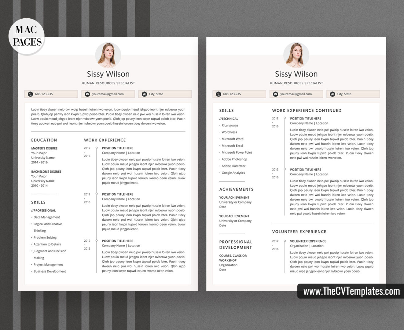 For Mac Pages – Modern CV Template for Job Application, Cover Letter ...