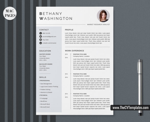 For Mac Pages – Modern Resume Template for Job Application, Curriculum ...