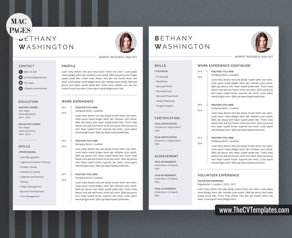 For Mac Pages – Modern Resume Template for Job Application, Curriculum ...