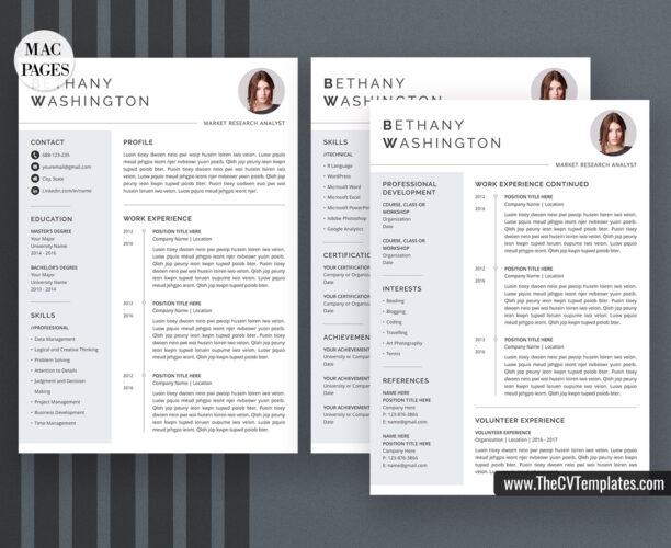 For Mac Pages – Modern Resume Template for Job Application, Curriculum ...