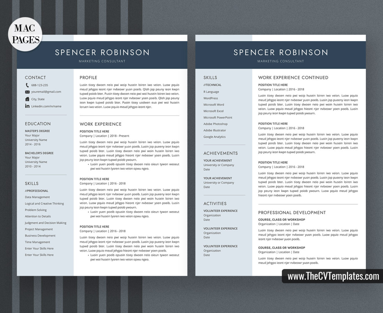 For Mac Pages – Professional Resume Template, Modern Resume Design ...