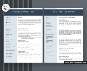 For Mac Pages – Professional Resume Template, Modern Resume Design ...