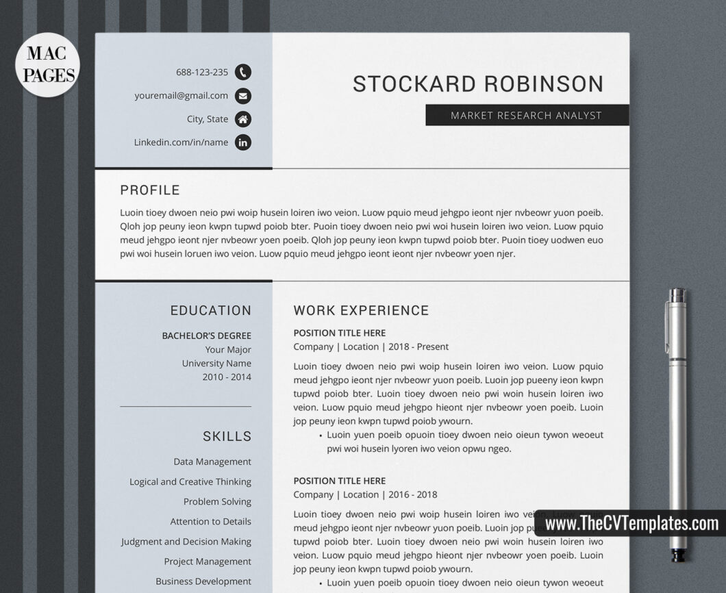 For Mac Pages – Simple CV Template / Resume Template, Cover Letter ...