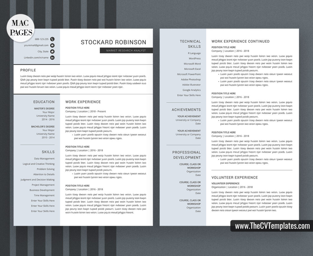 For Mac Pages – Simple CV Template / Resume Template, Cover Letter ...