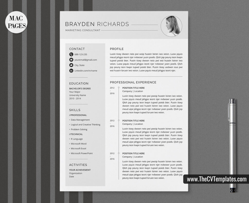 For Mac Pages – Professional CV Template for Job Application ...