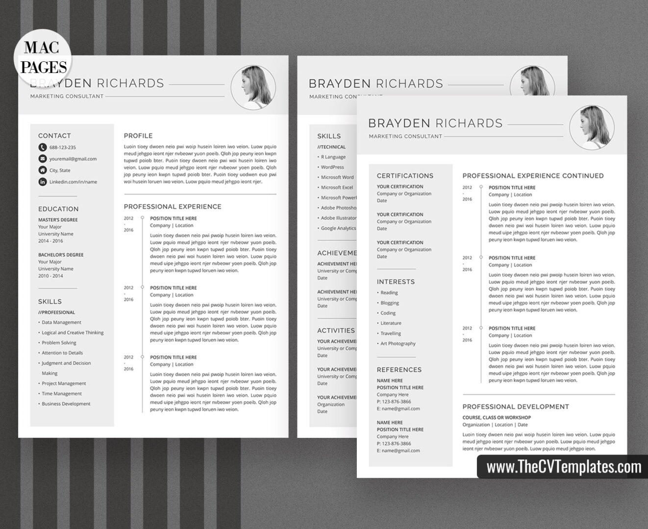 For Mac Pages – Professional CV Template for Job Application ...