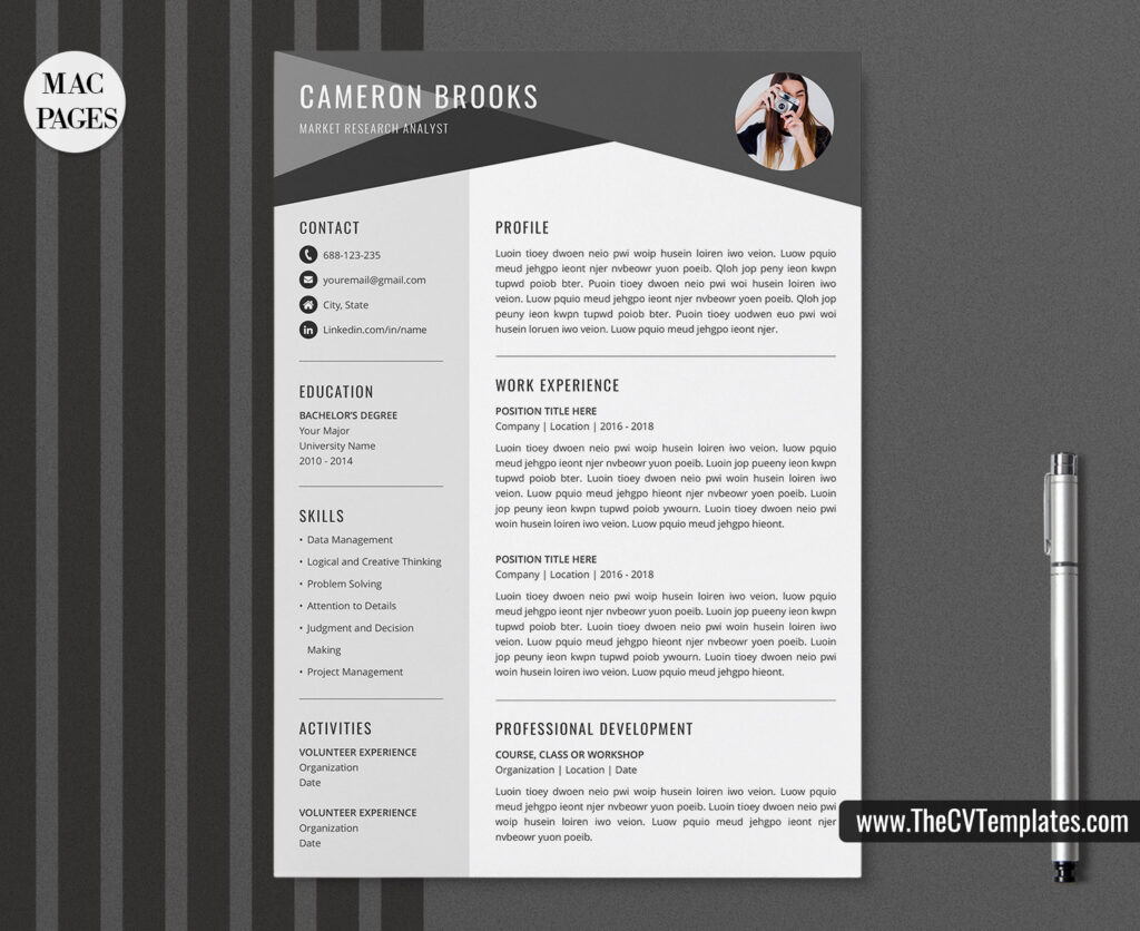 For Mac Pages – Professional Resume Template, CV Format, Curriculum ...