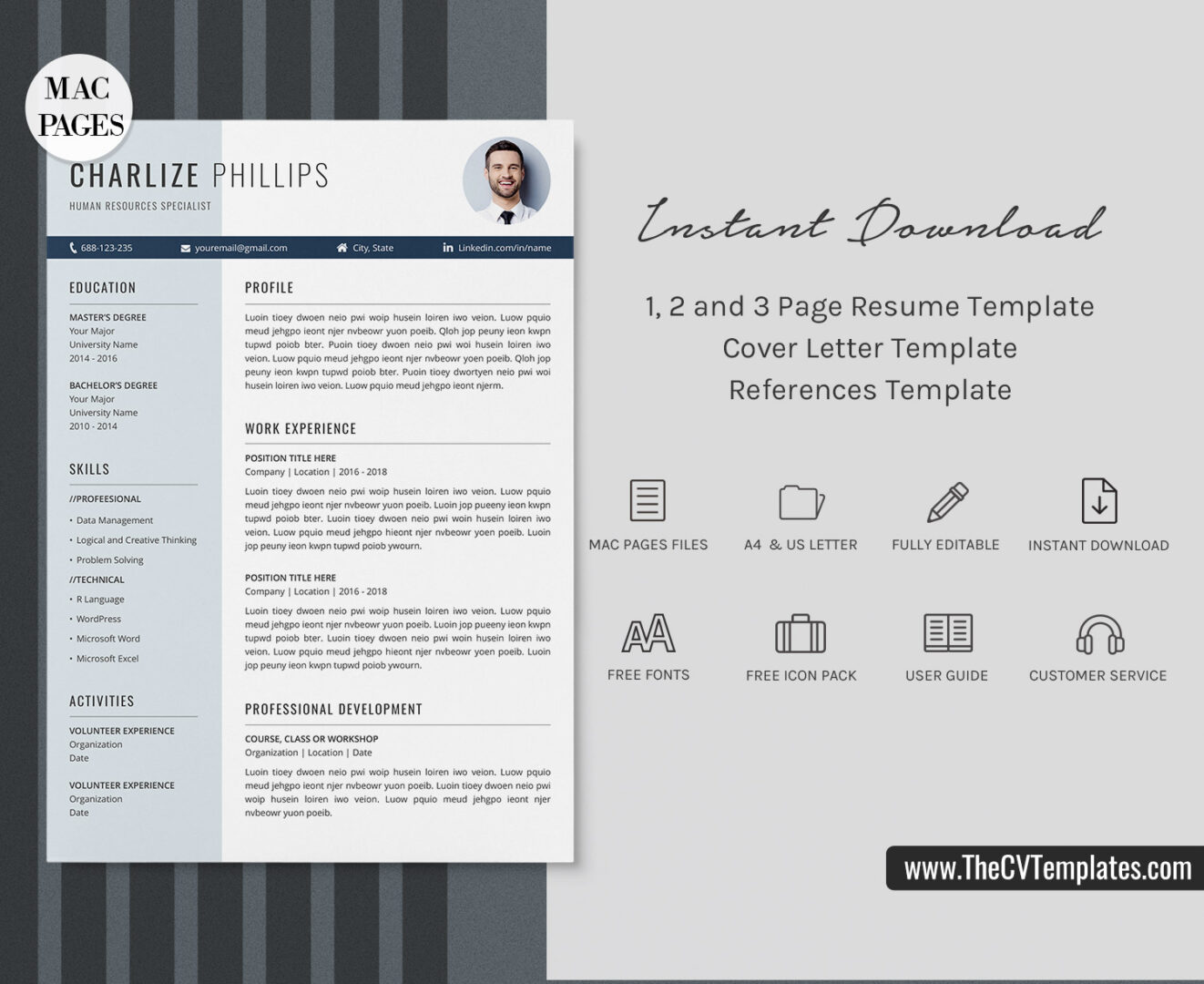 For Mac Pages – Clean CV Template, Curriculum Vitae, Cover Letter ...