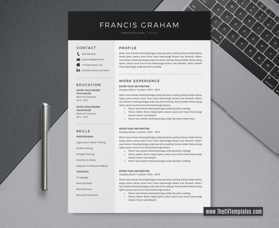 Student Resume Template, CV Template for Microsoft Word, Modern Resume ...