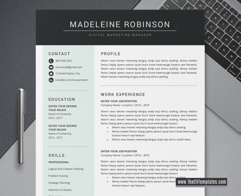 CV Templates without Photo (MS Word) – TheCVTemplates.com