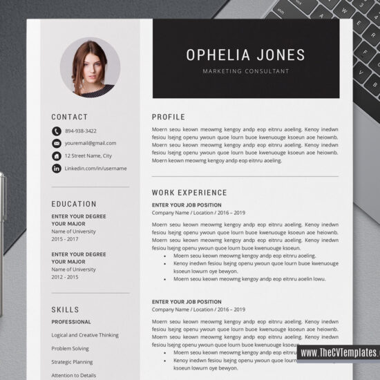 Fully Editable Modern CV Template for Job Application, Cover Letter ...